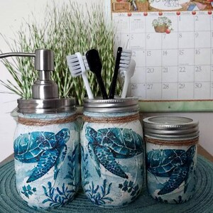 TURTLE BATHROOM SET, Sea Turtle Soap Dispenser, Sea Turtle Toothbrush ...