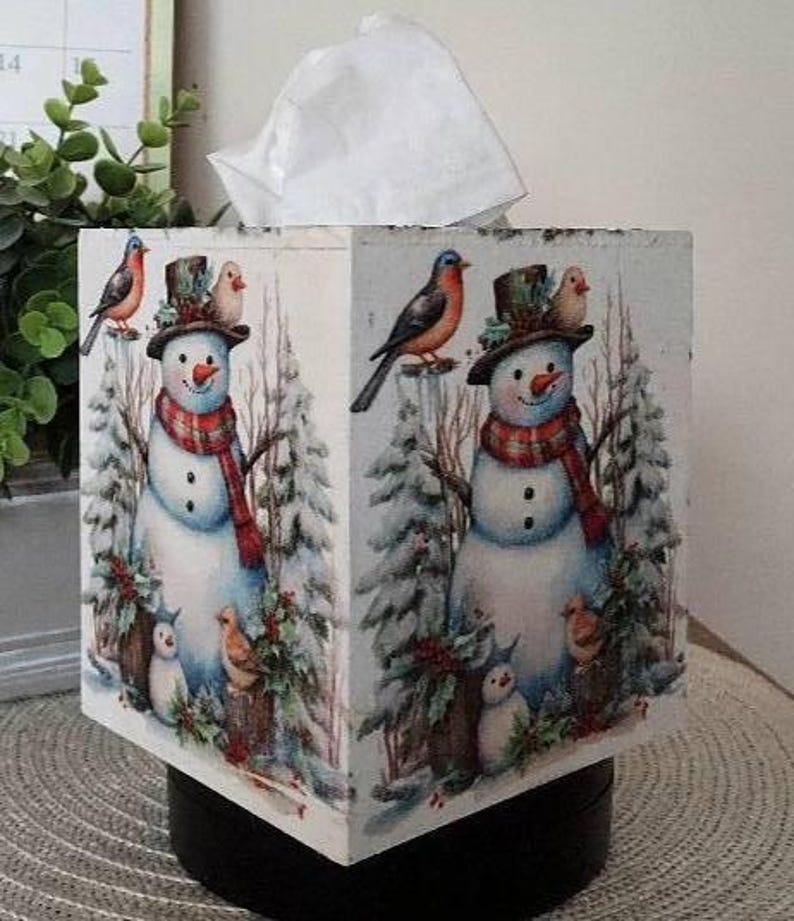 Snowman Tissue Box Cover: Snowman Accent Decor - Etsy