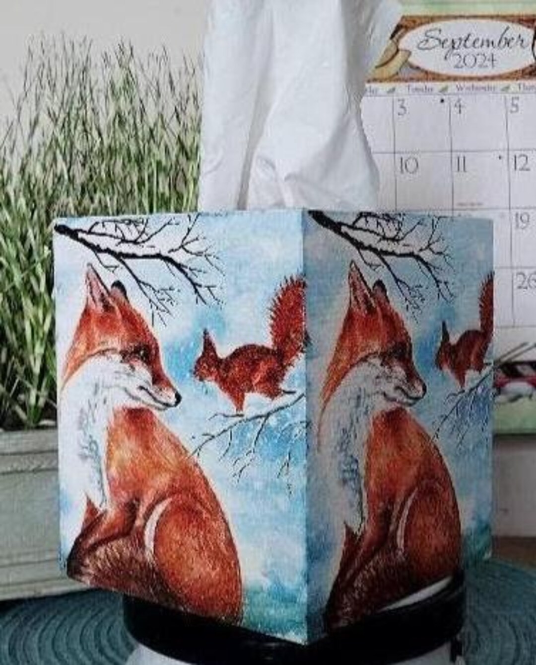 FOX Tissue Box Cover, Fox Gift, Tissue Box Cover, Square Tissue Box ...