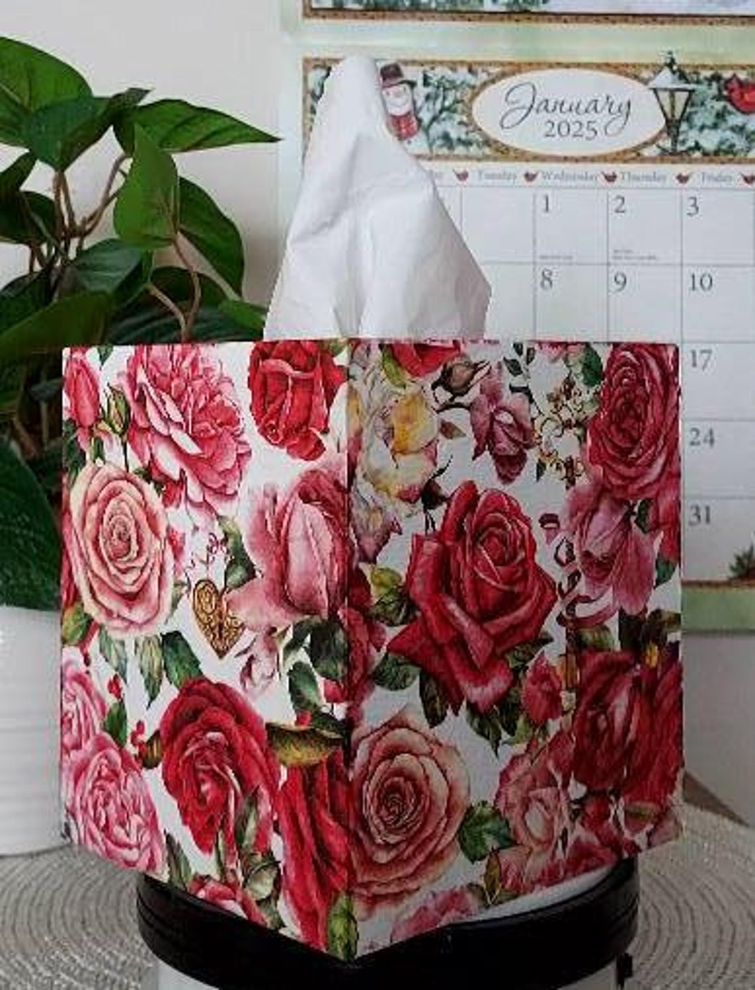 ROSES Tissue Box Cover, Tissue Box Cover, Flower Decoration, Floral ...