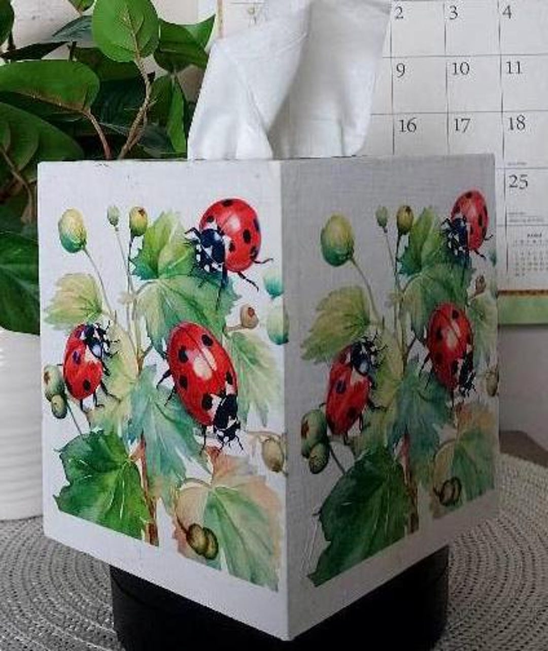 LADYBUG Tissue Box Cover, Tissue Box Cover, Square Tissue Box Cover ...