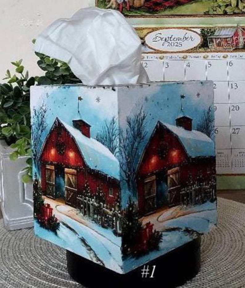 Christmas Tissue Box Cover: Christmas Accent Decor - Etsy