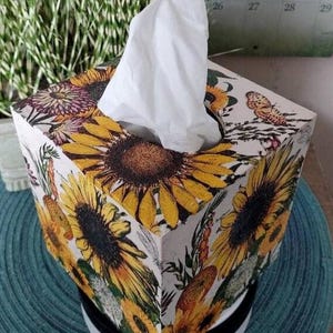 SUNFLOWER Tissue Box Cover, Tissue Box Cover, Square Tissue Box Cover ...