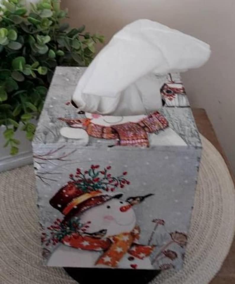 Snowman Tissue Box Cover: Snowman Accent Decor - Etsy