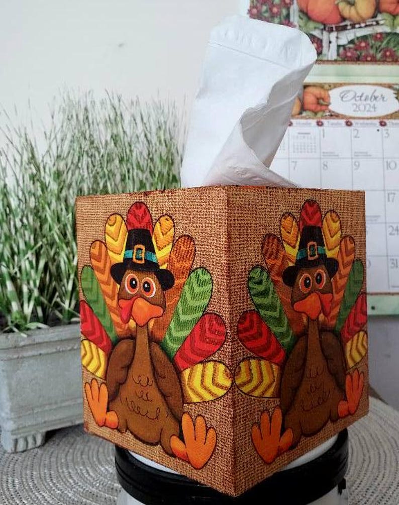 Fall Thanksgiving Turkey Tissue Box Cover: Turkey Accent Decor - Etsy