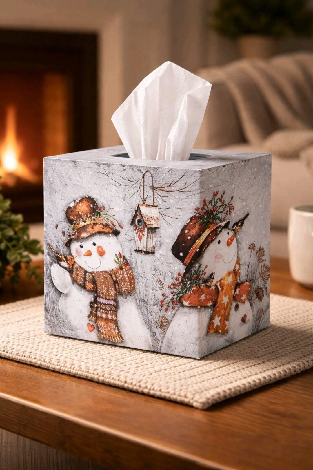 Snowman Tissue Box Cover: Snowman Accent Decor - Etsy