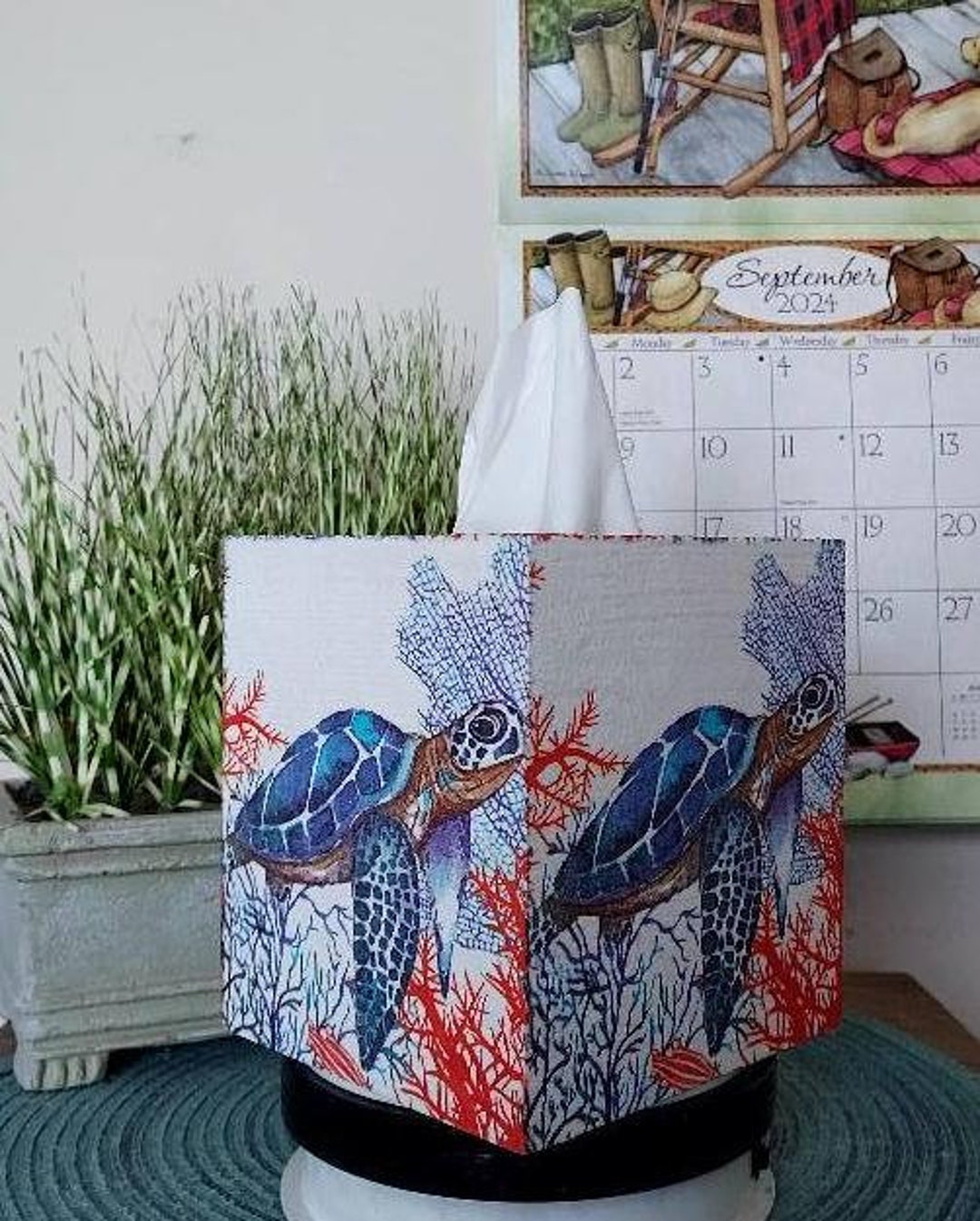 SEA TURTLE Tissue Box Cover, Turtle Decoration, Turtle Decor, Tissue ...