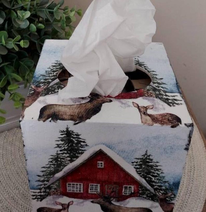 Winter Deer Tissue Box Cover: Winter Accent Decor - Etsy