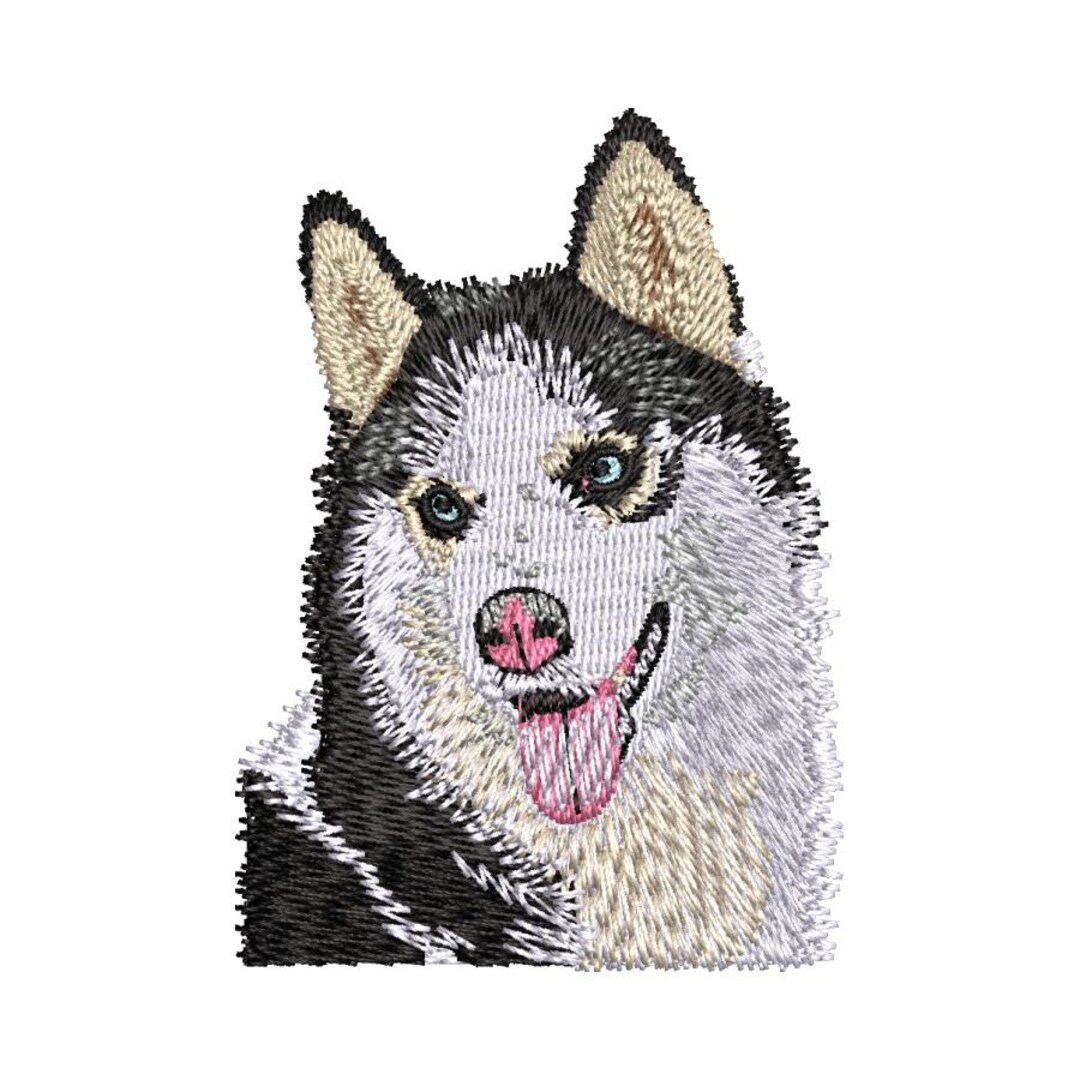 Siberian Husky Embroidery Design, Dog Breed Portrait Stitch, Blue Eyed ...