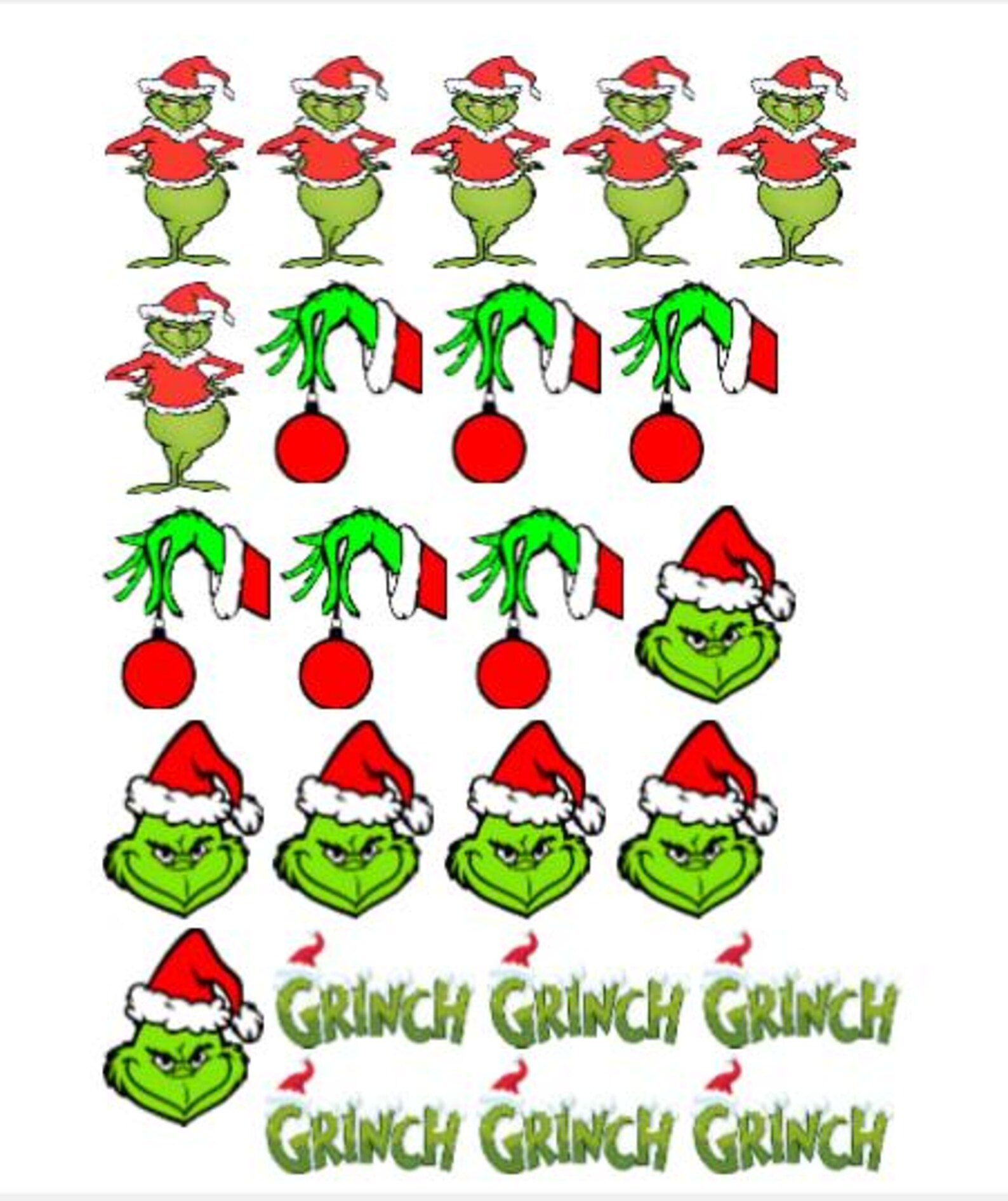 Grinch Edible Images Cut to Shape Precut - Etsy