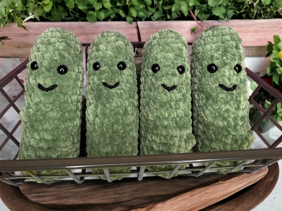 Crocheted Happy Pickle Plushie - 7" - Etsy