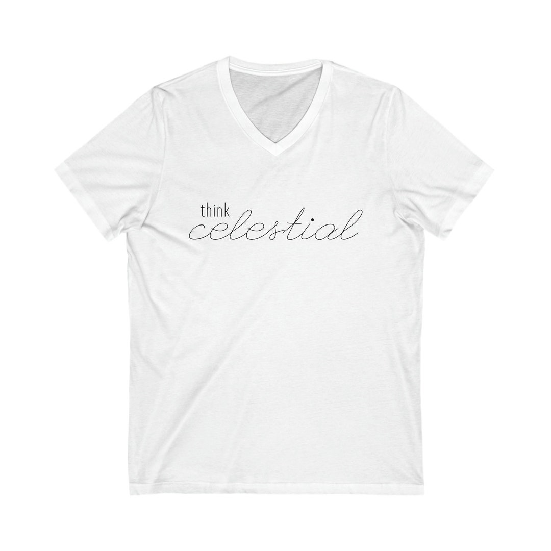 Think Celestial Cursive Tee, Christian Tshirt - Etsy