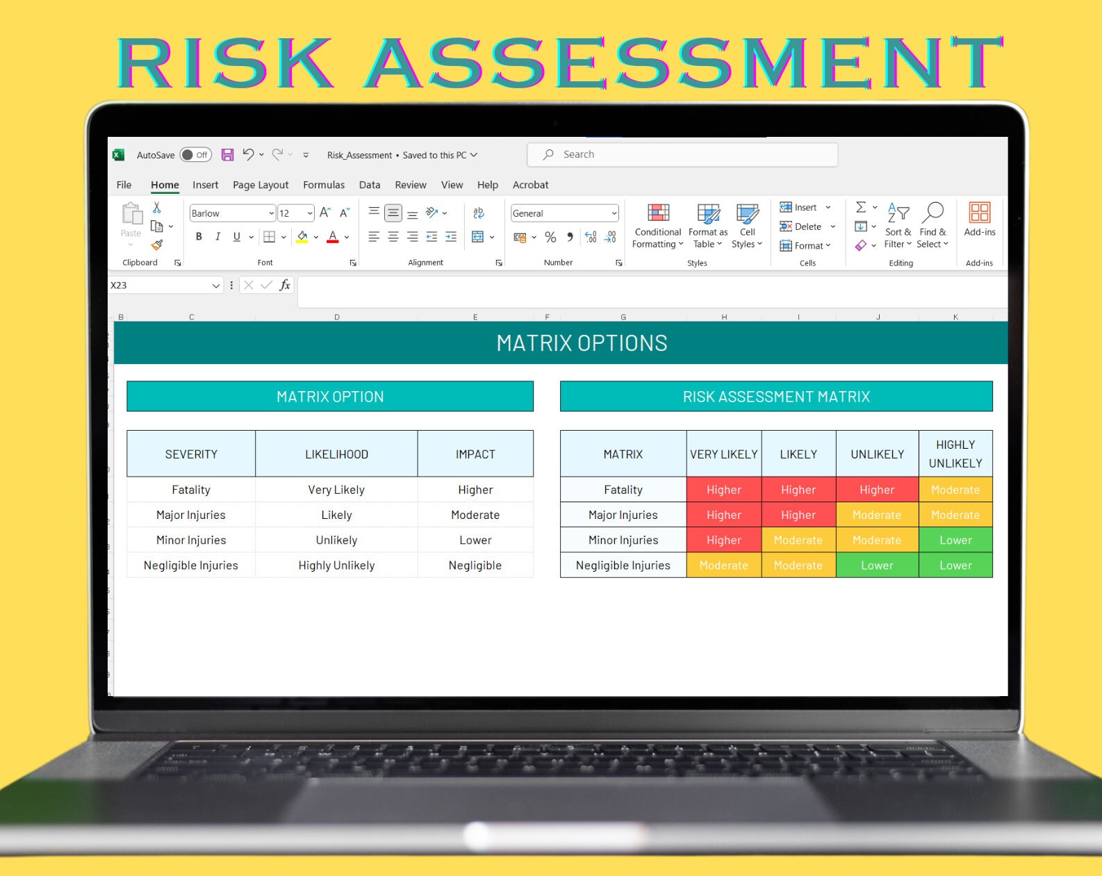 Risk Assessment Manage Risk Efficiently Spreadsheet for Small Business ...