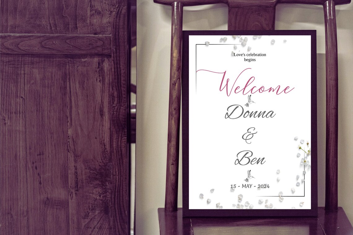 Welcome Sign for Wedding, Bride and Groom Welcome Sign, Printable ...