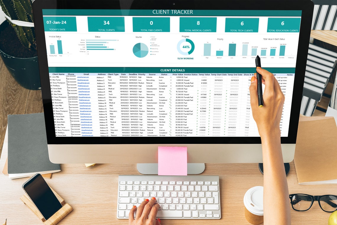 Client Tracker Record of Clients Interactions Organizes Data Efficient ...