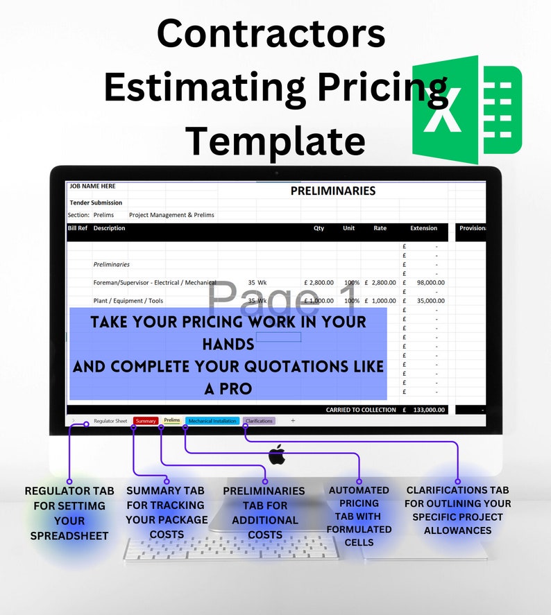 Pricing Template for Construction Contractors Estimating Spreadsheet ...