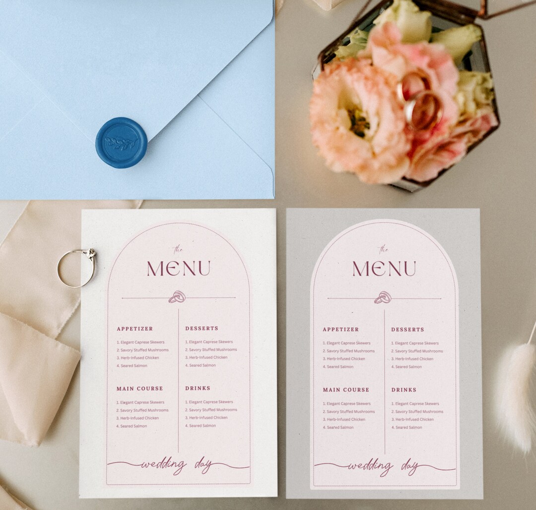 Wedding Menu Template Stylish Menus Complete With Attractive - Etsy