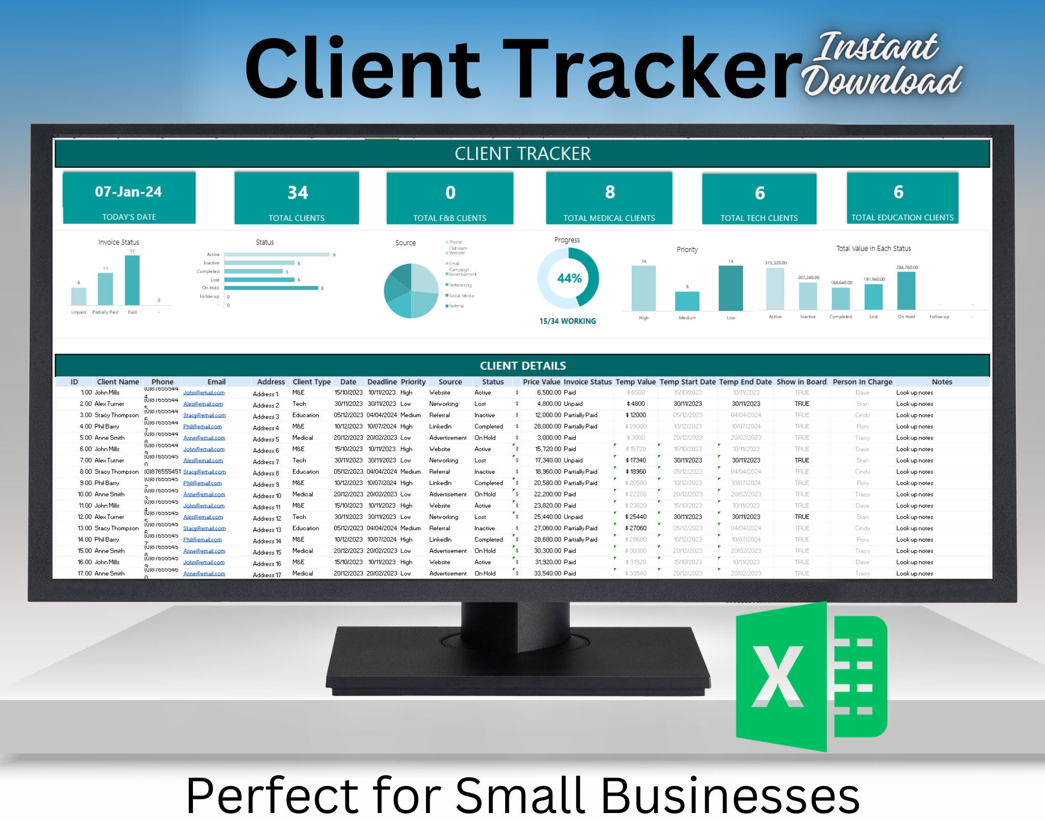 Client Tracker Record of Clients Interactions Organizes Data Efficient ...