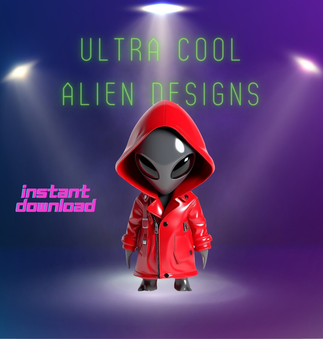 Ultra Cool Alien Designs for Parties, T-shirts, Mugs, Posters and More. 5 Unique 3D High Quality ...