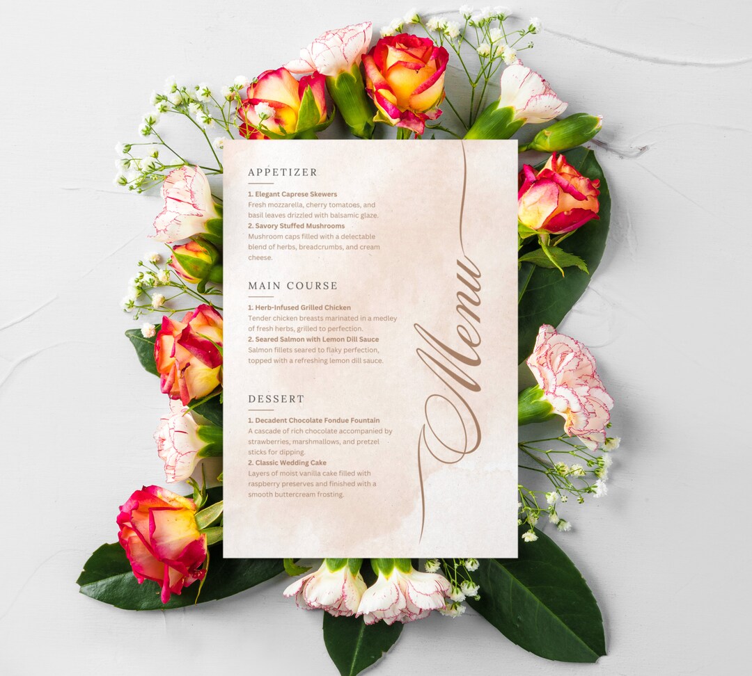 Wedding Menu Template, Stylish Menus Complete With Attractive Wedding ...