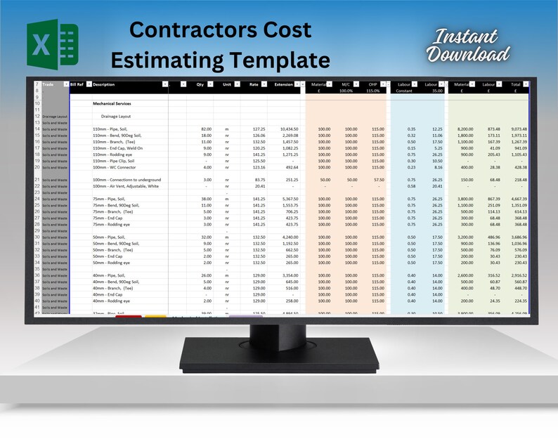Pricing Template for Construction Contractors Estimating Spreadsheet ...