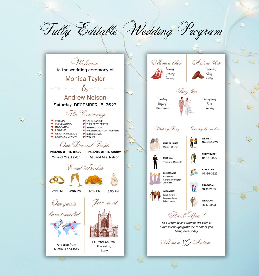 Wedding Program Editable Design Fully Customizable Wedding - Etsy