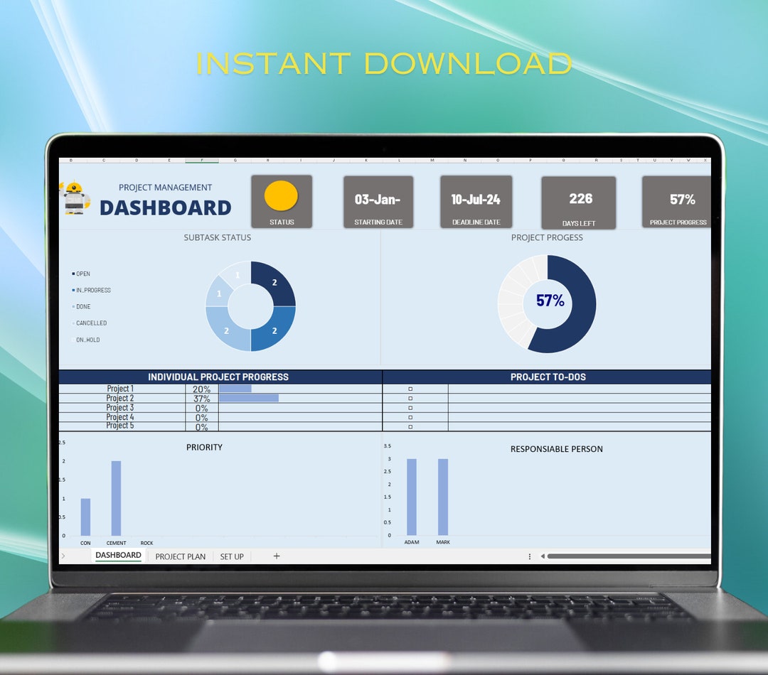 Project Management Plan, 3 Simplified Tabs for Easy Use, User Friendly ...