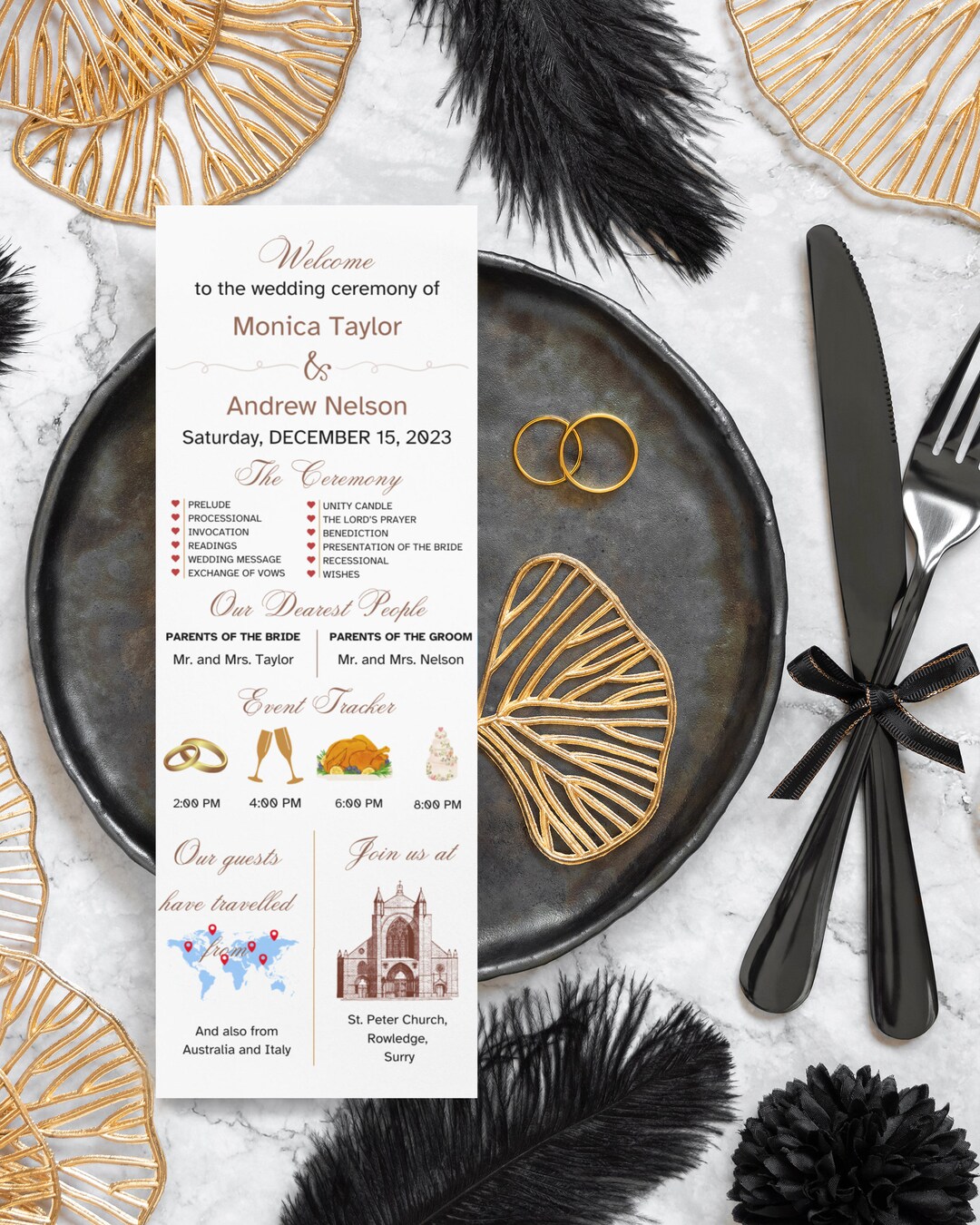 Wedding Program Editable Design, Fully Customizable Wedding Program ...