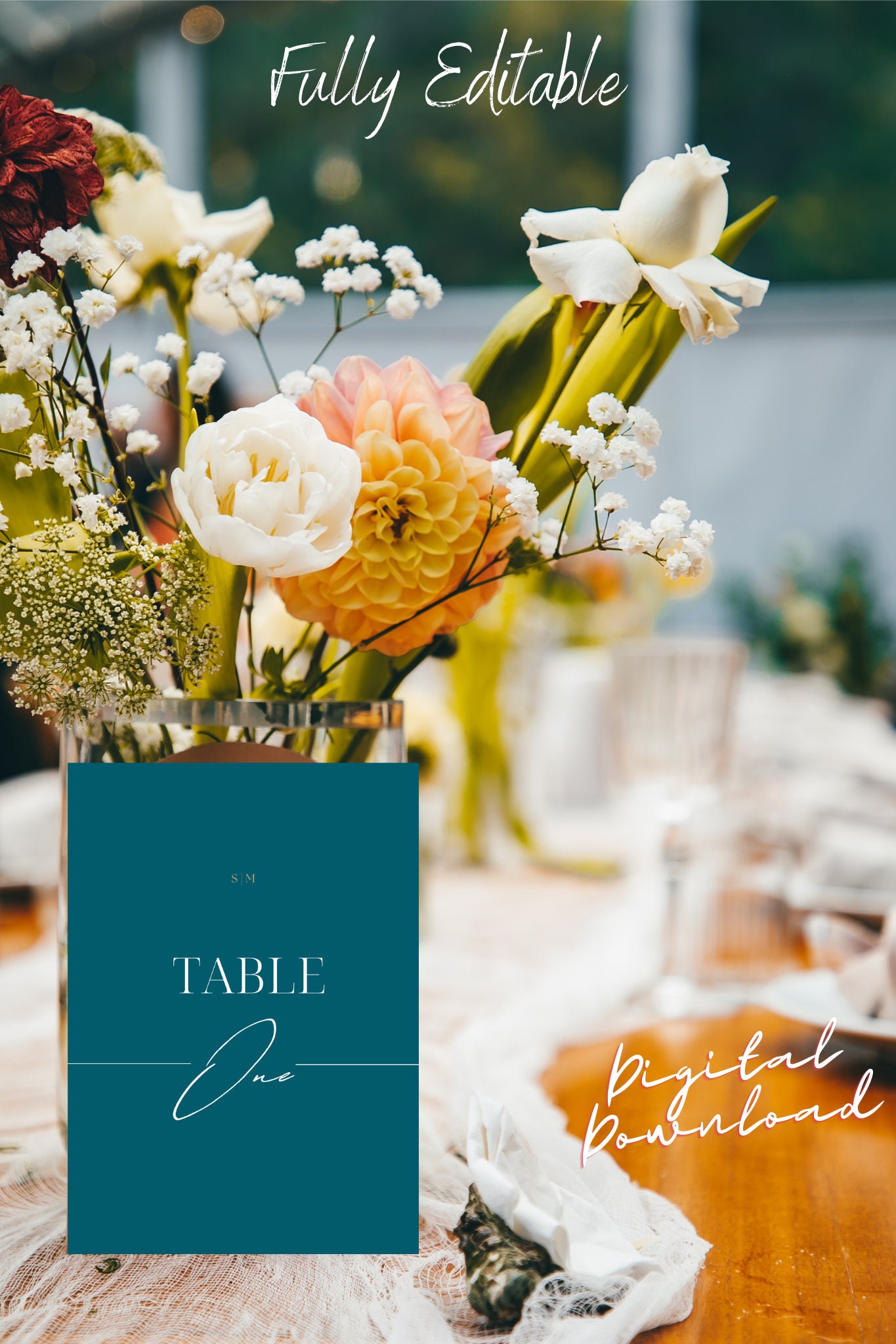 Editable Wedding Number Digital Download Wedding Stylish Number Minimal ...