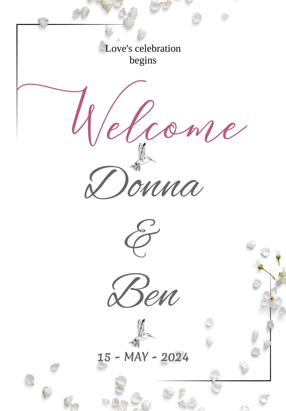 Welcome Sign for Wedding, Bride and Groom Welcome Sign, Printable ...