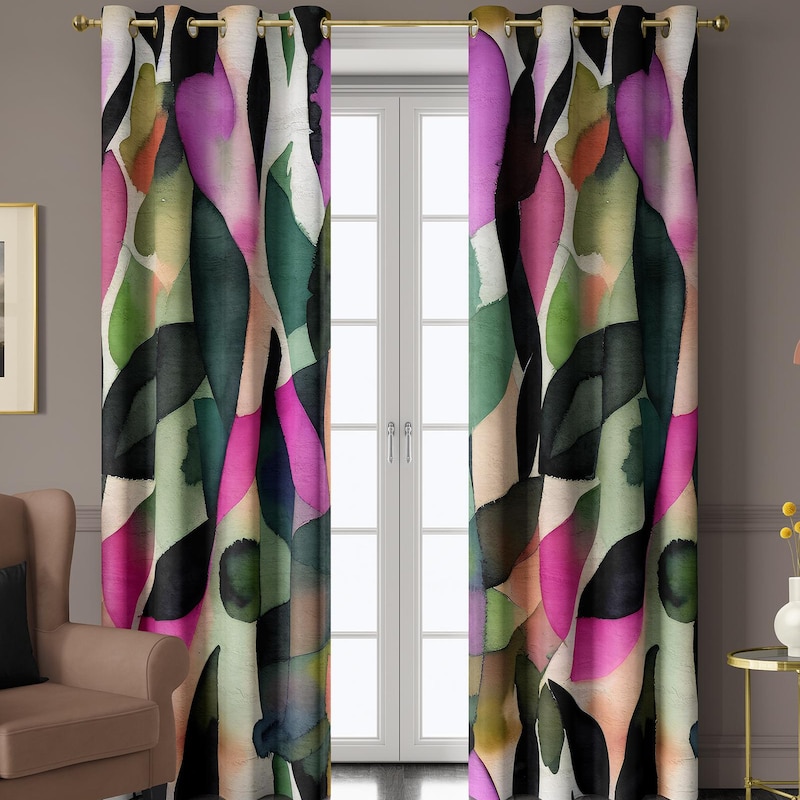 Linen Abstract Curtains - Etsy