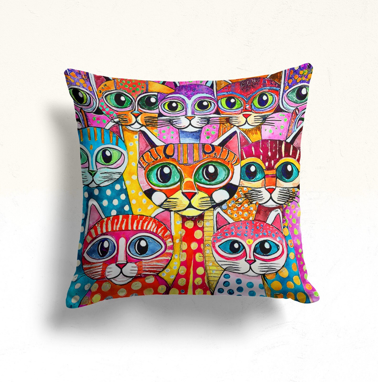 Cat Pillow Covers, Cat Gift Ideas, Cat Pillow Case,colorful Cats ...