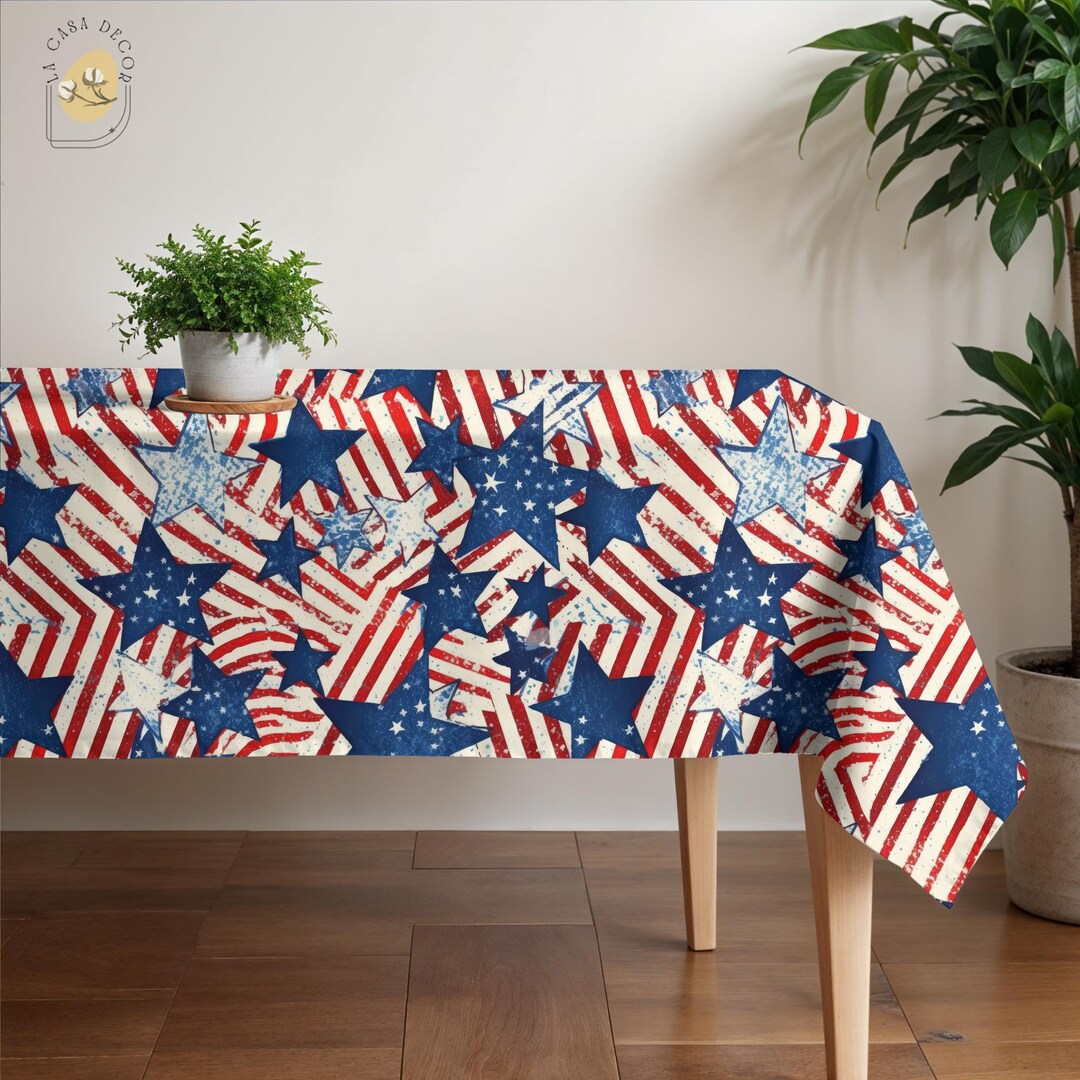 4th of July Tablecloth | Red, White & Blue Stars and Stripes for ...