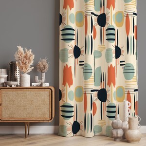 Abstarct Pattern Panel Curtain, Mid Century Modern Curtain, Modern ...