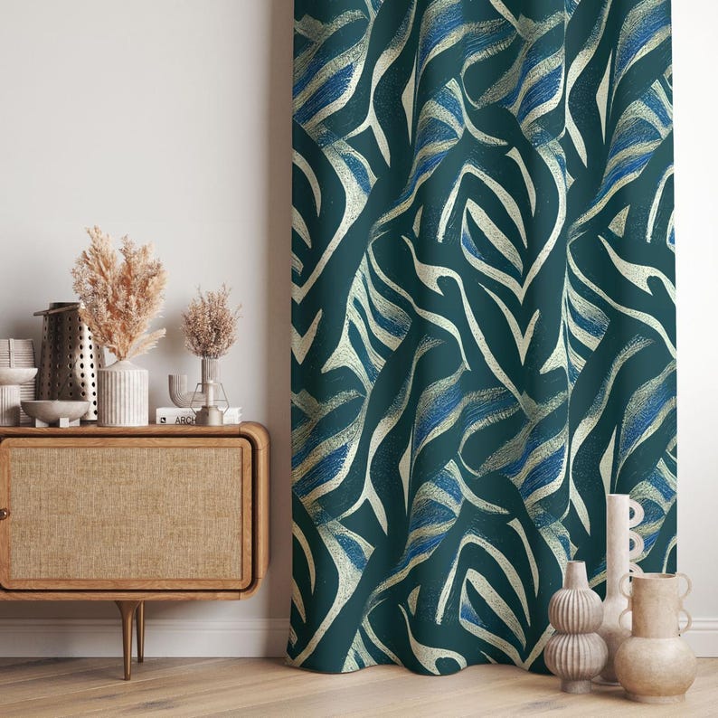 Abstract Design Panel Curtains, Mid Century Modern Curtain, Ethnic ...