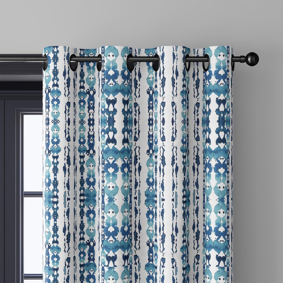 Navy Blue Patterned Curtains