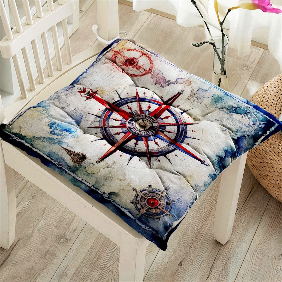 Marine Puffy Chair Pads, Sea Theme Chair Pads, Nautical Puffy Cushion ...