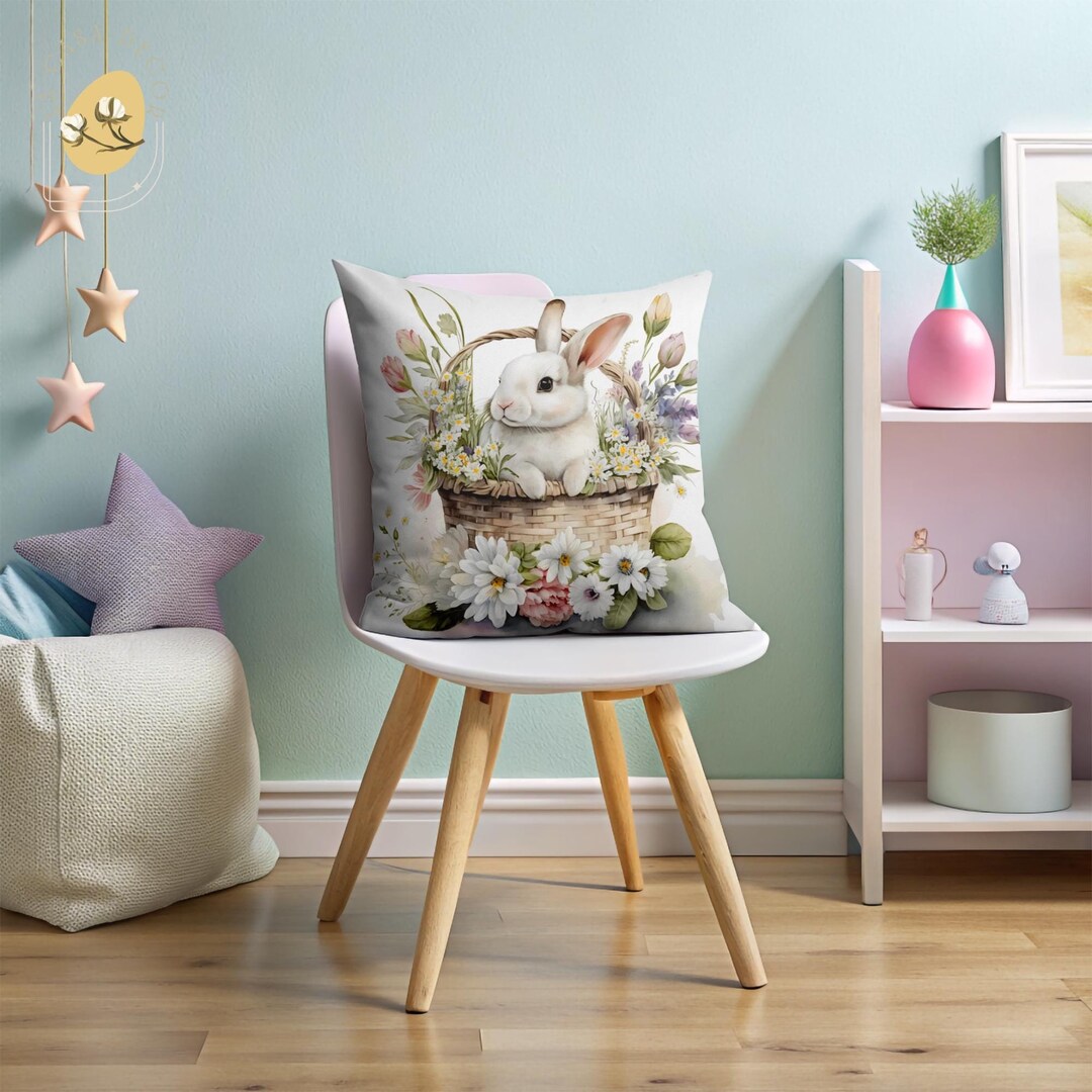 Easter Bunny Cushion Covers, Easter Basket Pillow, Cute Easter Throw ...
