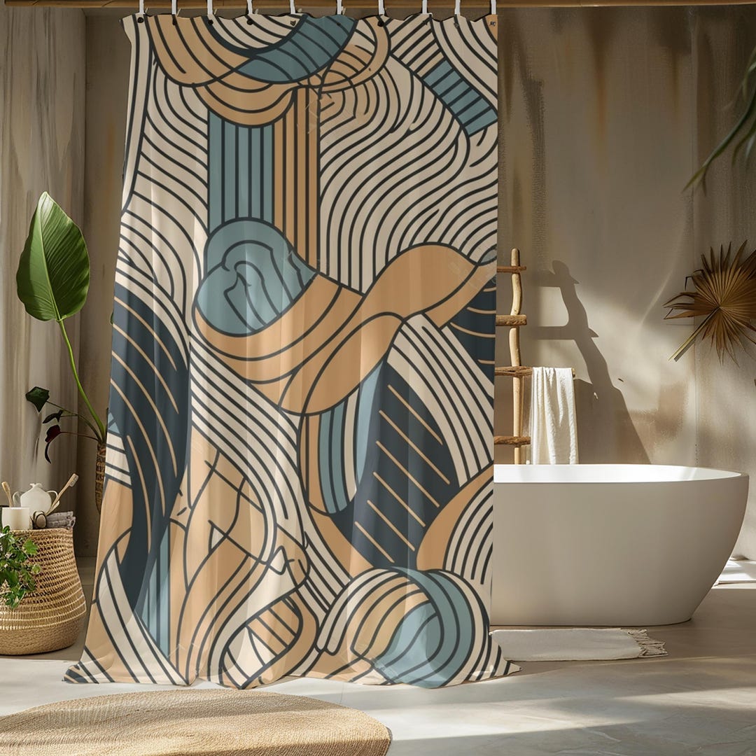 Geometric Shower Curtains - Modern Abstract Patterns, Waterproof ...