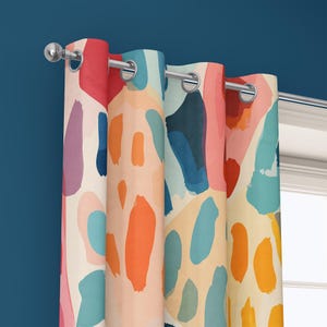 Colorful Abstract Curtains, Multicolor Brushstroke Patterned Drapes for ...