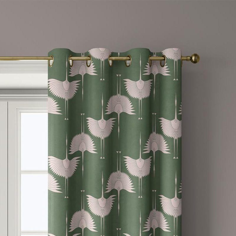 Swan Print Curtains - Etsy