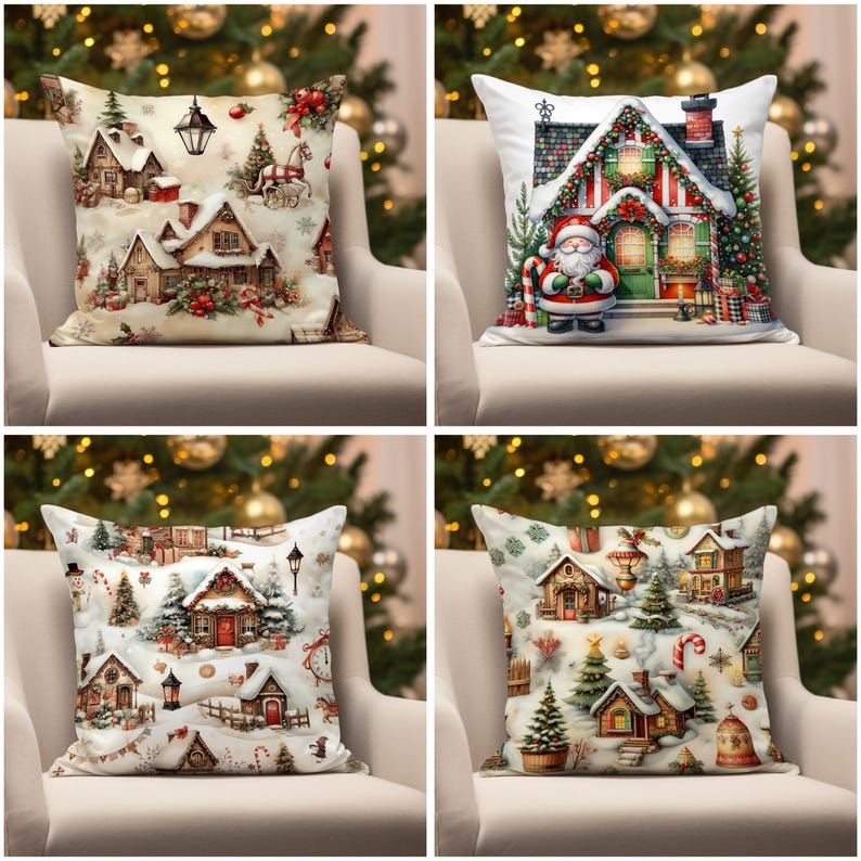 Winter Theme Christmas Pattern Cushion Case, Snowy Nature Landscape ...