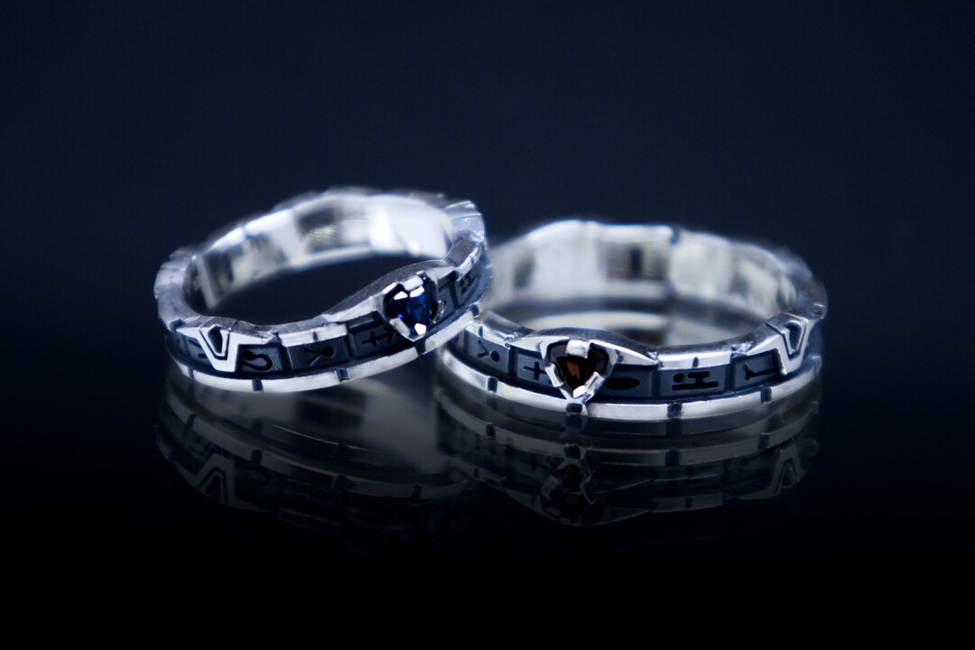 Preorder Silver Whole Length Pattern Stargate Ring With Gem All Sizes ...