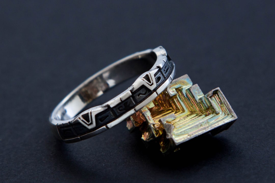 Whole Length Pattern Stargate Ring of Sterling Silver - Etsy