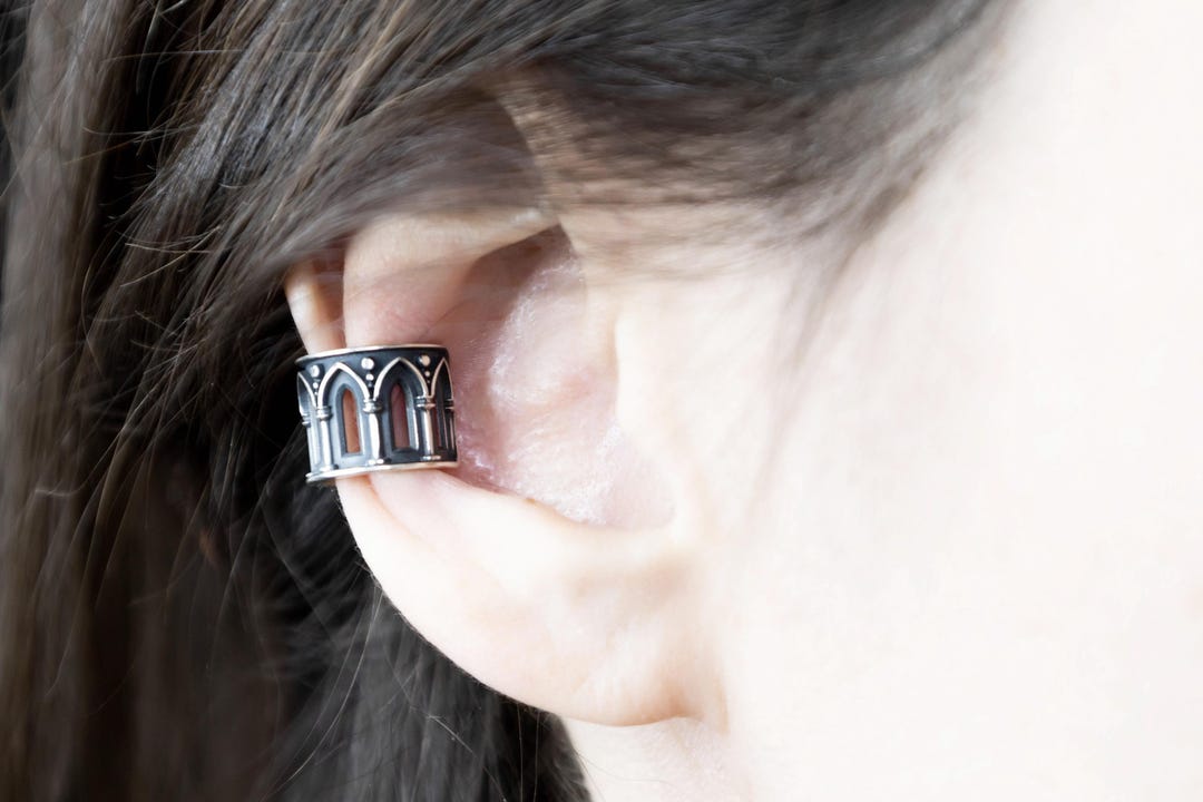 Sterling Silver Gothic Ear Cuff, No Piercing Medieval Cathedral Arch ...