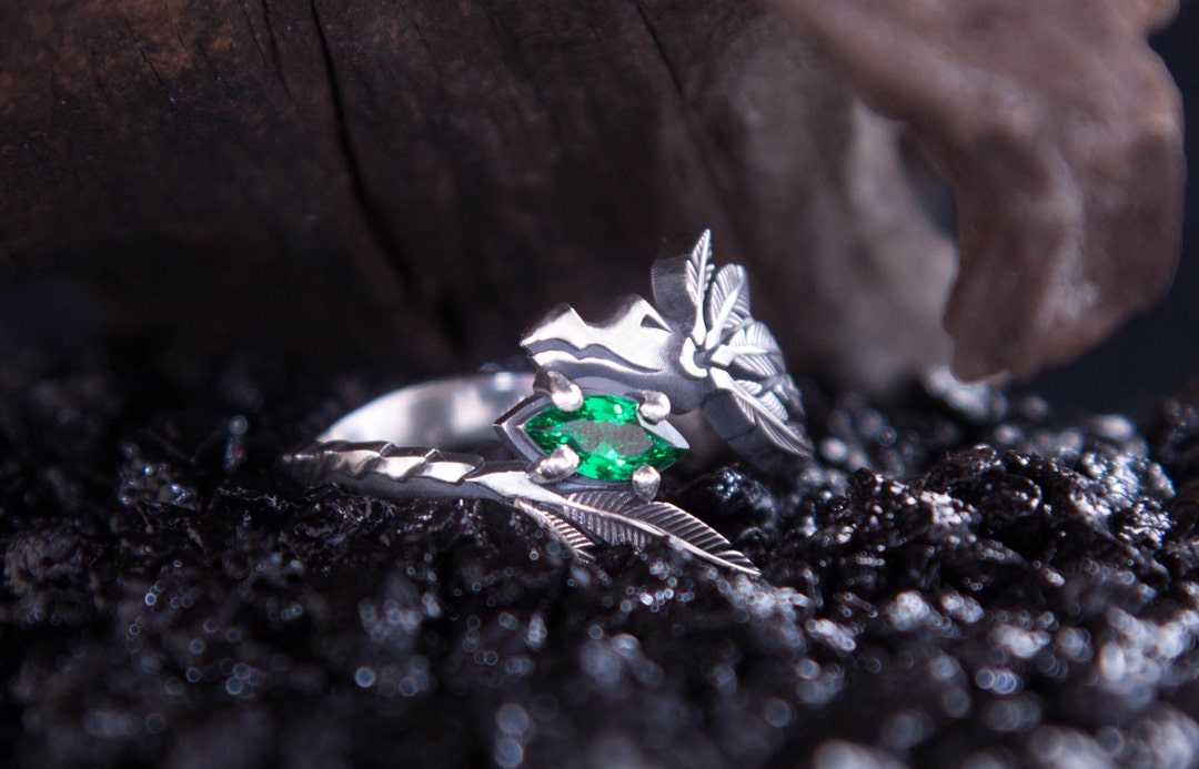Preorder Quetzalcoatl Silver Ring With Gem - Feathered Serpent Gem ...