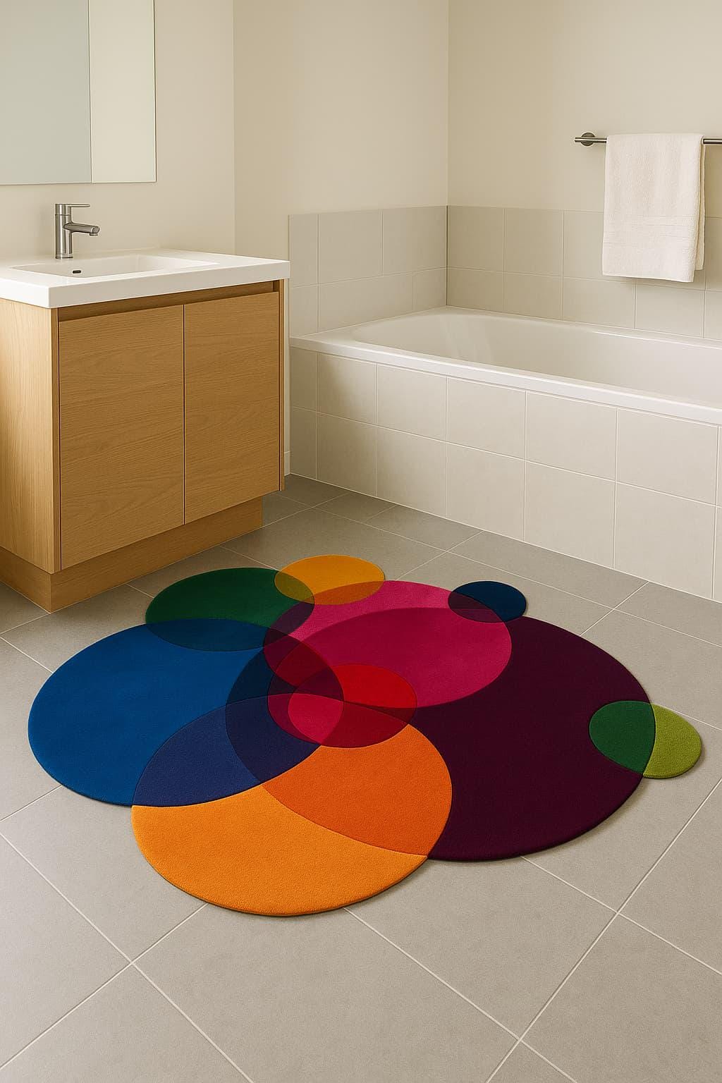 Irregular Overlapping Circular Motifs Hand Tufted Woollen Carpet ...