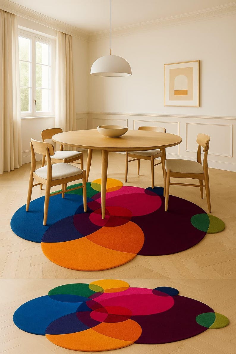 Irregular Overlapping Circular Motifs Hand Tufted Woollen Carpet ...