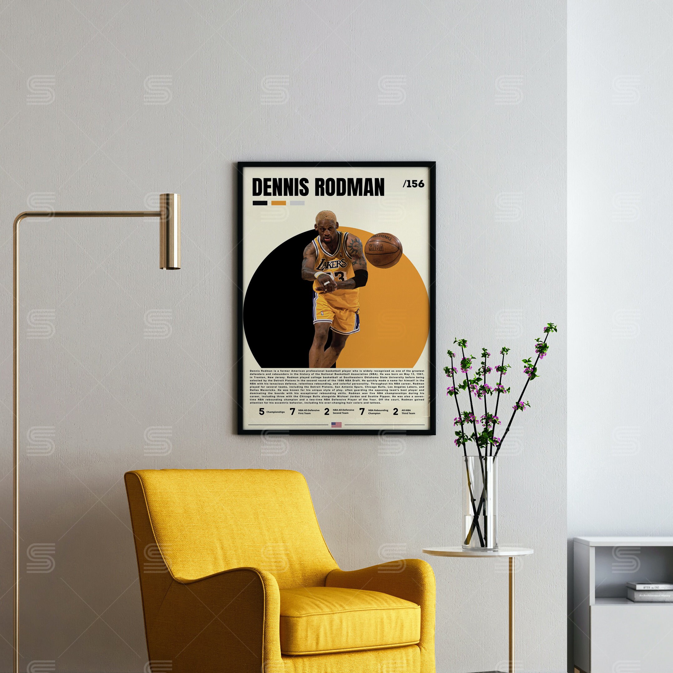 Dennis Rodman Poster, Basketball Legends Player Poster, NBA Posters ...
