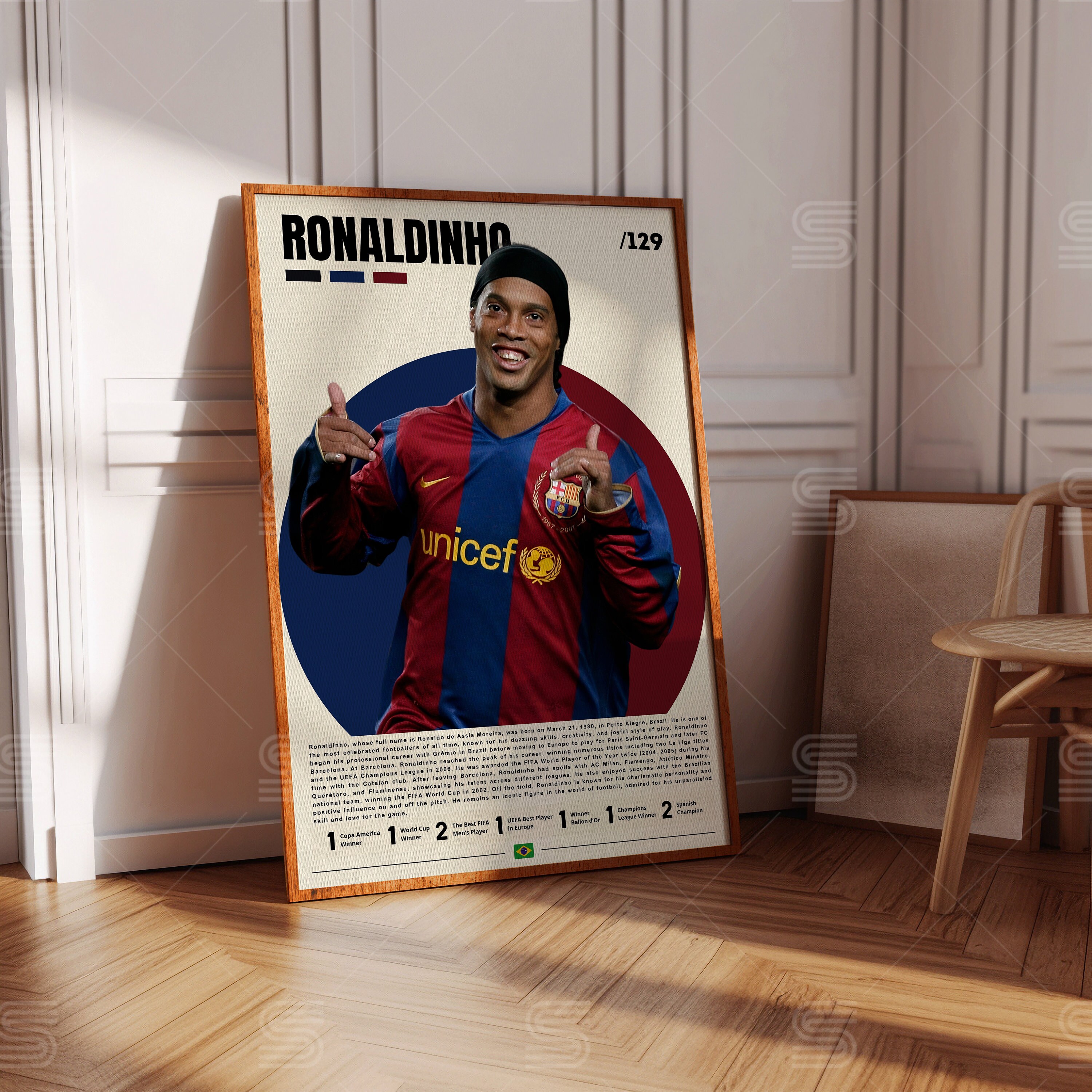 Ronaldinho Poster, Soccer Player Poster, Soccer Gifts, Sports Poster ...
